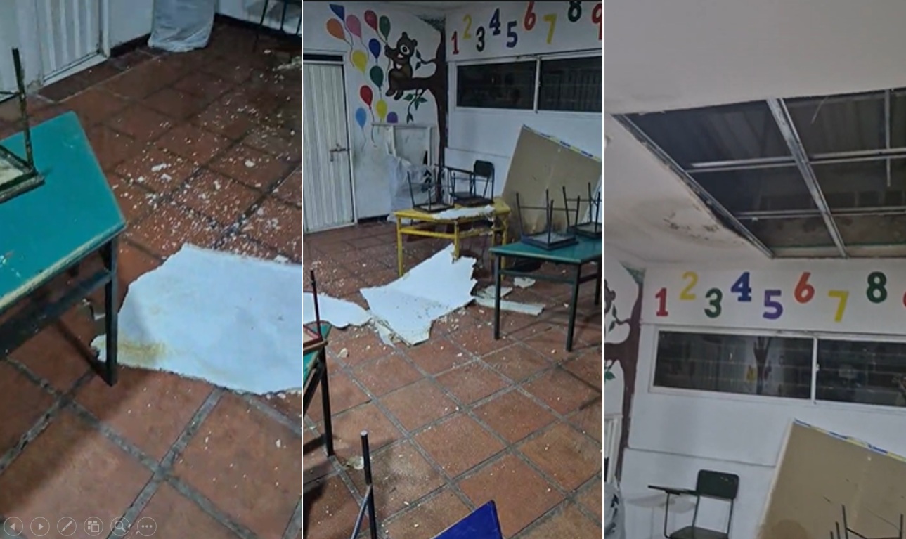Aguacero provocó colapso del cielo raso en colegio Jhon F. Kennedy de ...